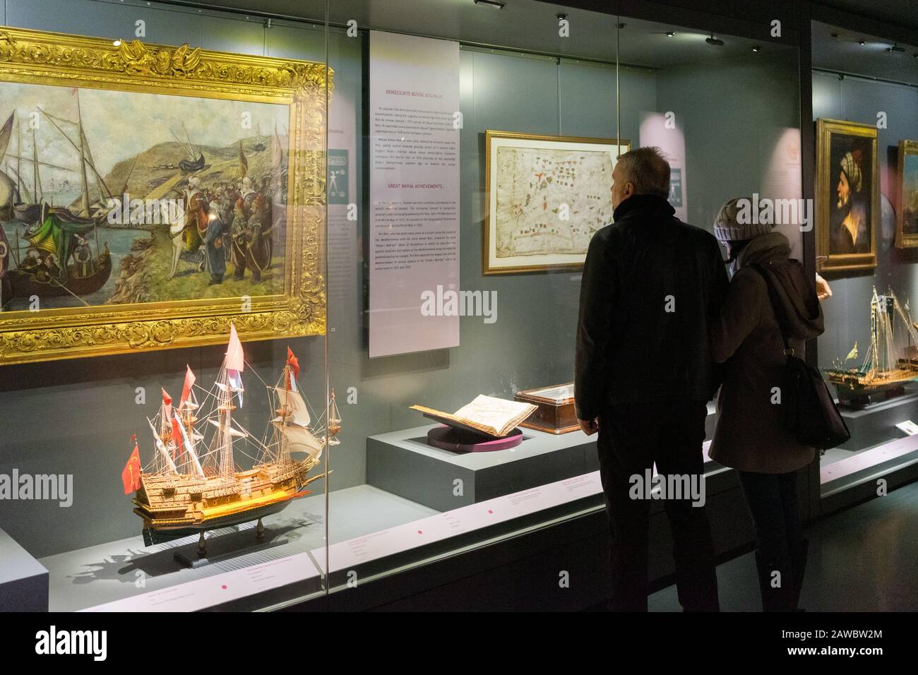 Istanbul, Turkey - Jan 12, 2020: Visitors in The Istanbul Naval Museum ...