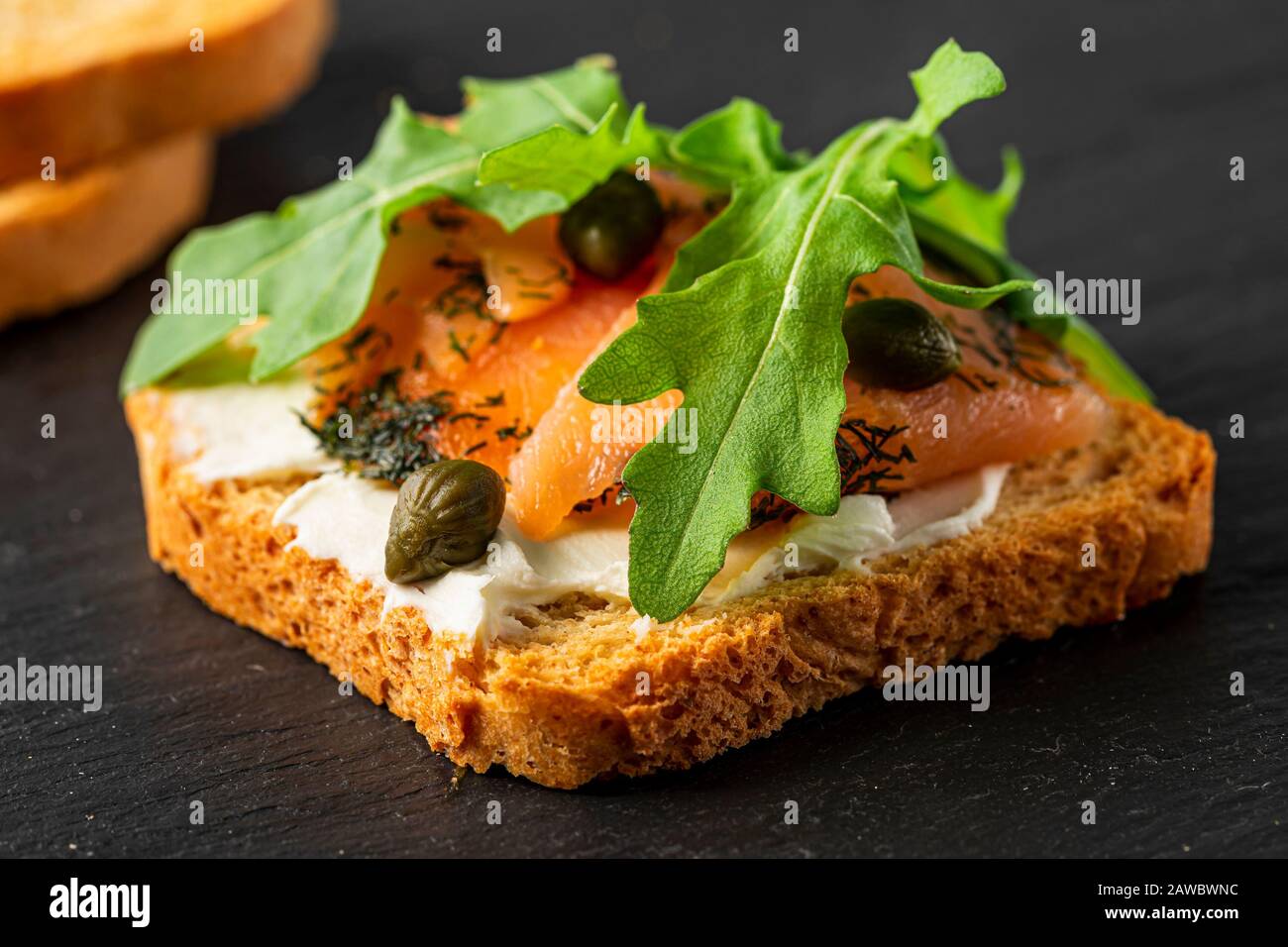 Smoked Salmon on toast Stock Photo - Alamy