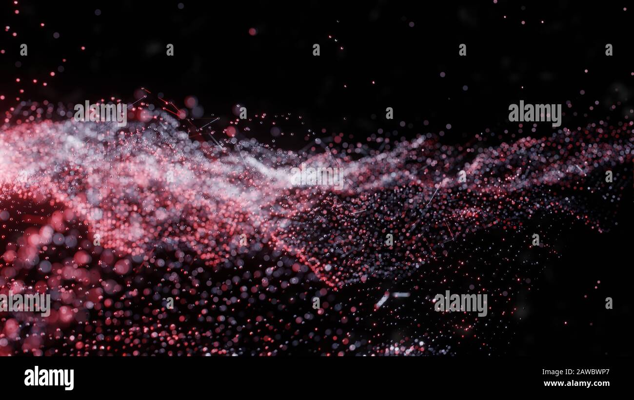 Plexus of abstract glow dots on a black background. Loop animations. 3D illustration Stock Photo ...