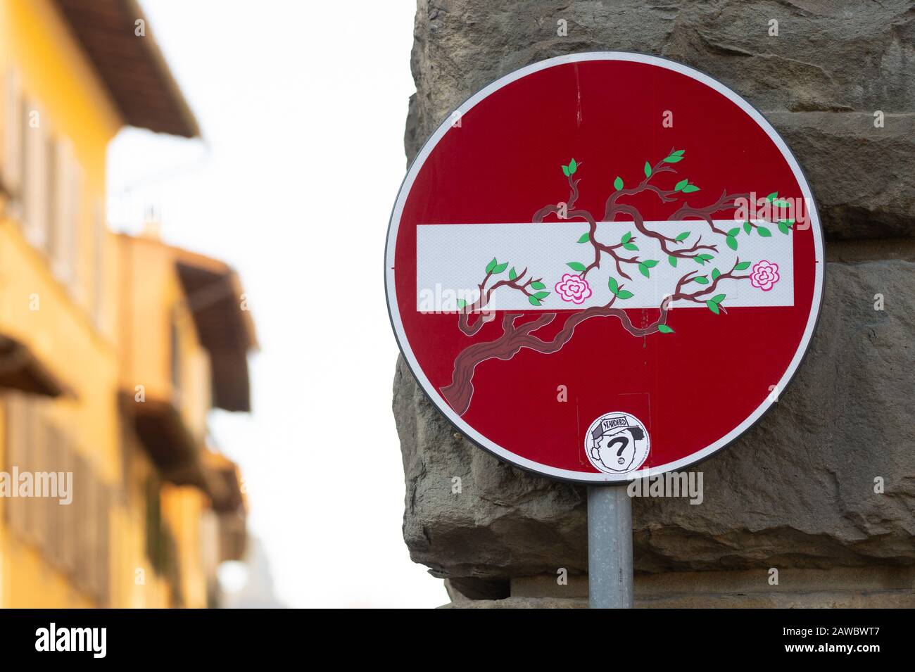 Street artwork by artist French artist Clet Abraham in Florence, Italy ...