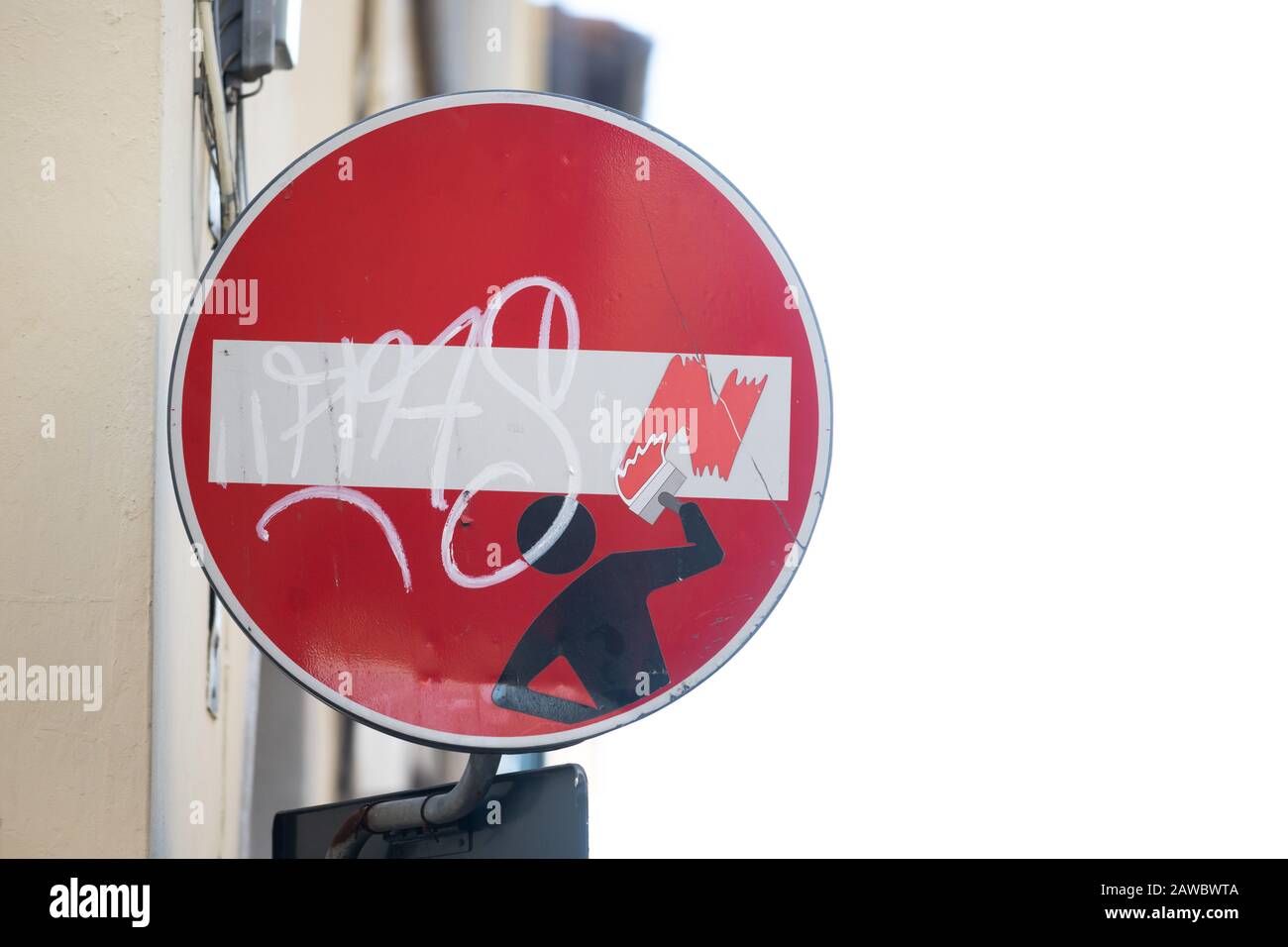 Street artwork by artist French artist Clet Abraham in Florence, Italy ...