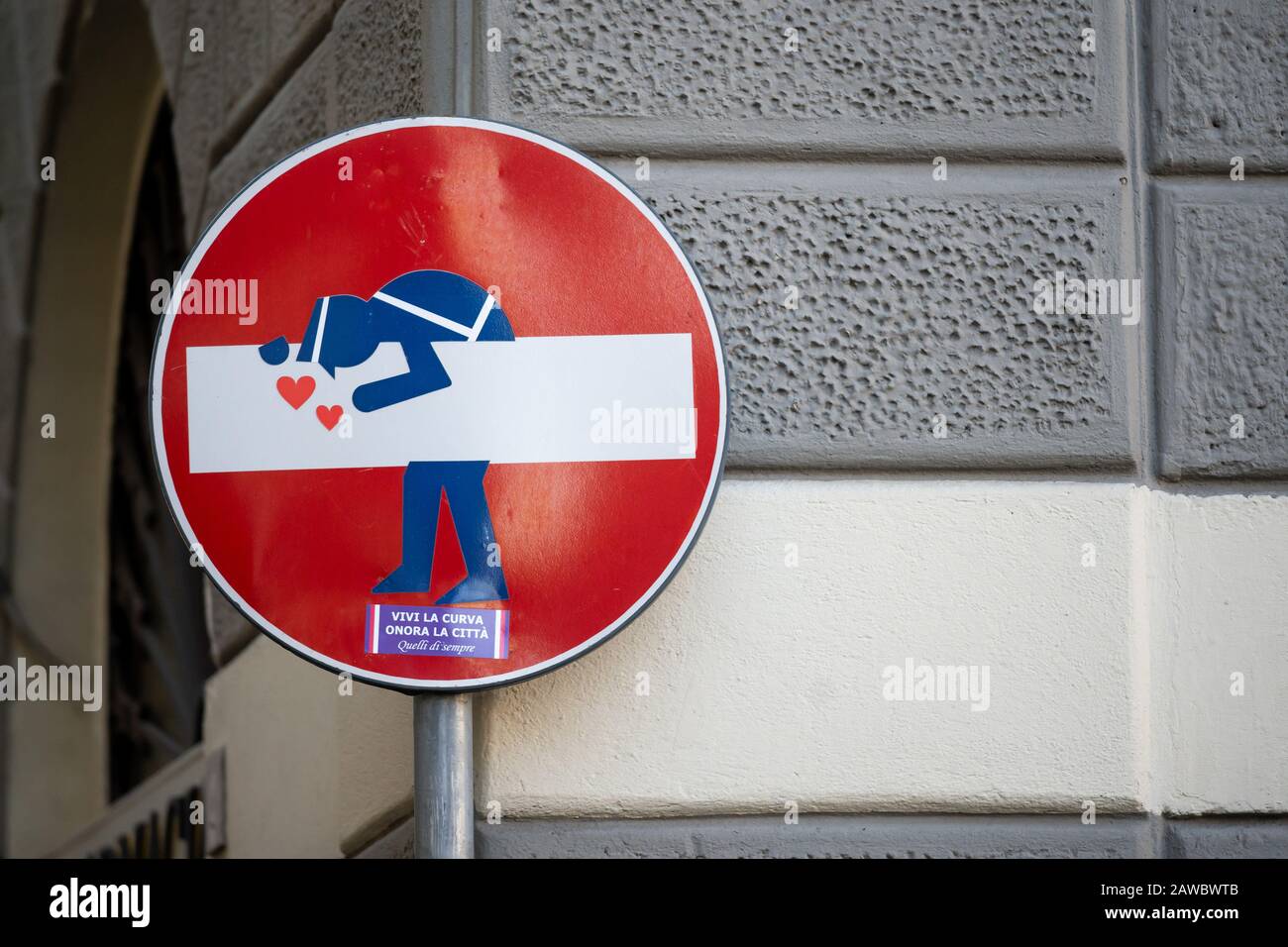 Street artwork by artist French artist Clet Abraham in Florence, Italy ...