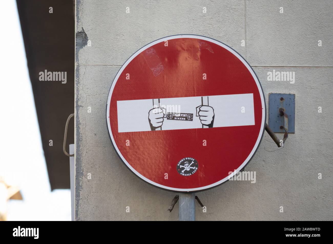 Street artwork by artist French artist Clet Abraham in Florence, Italy ...