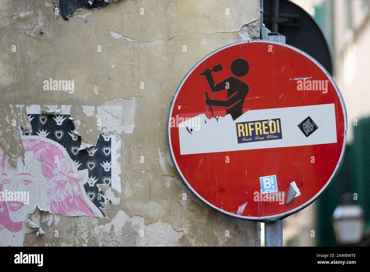 Street artwork by artist French artist Clet Abraham in Florence, Italy ...