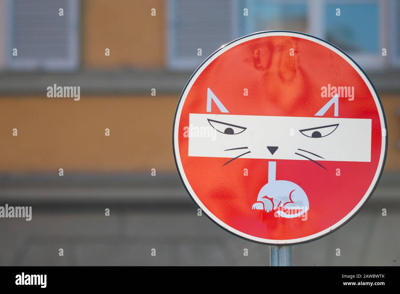 Street artwork by artist French artist Clet Abraham in Florence, Italy ...