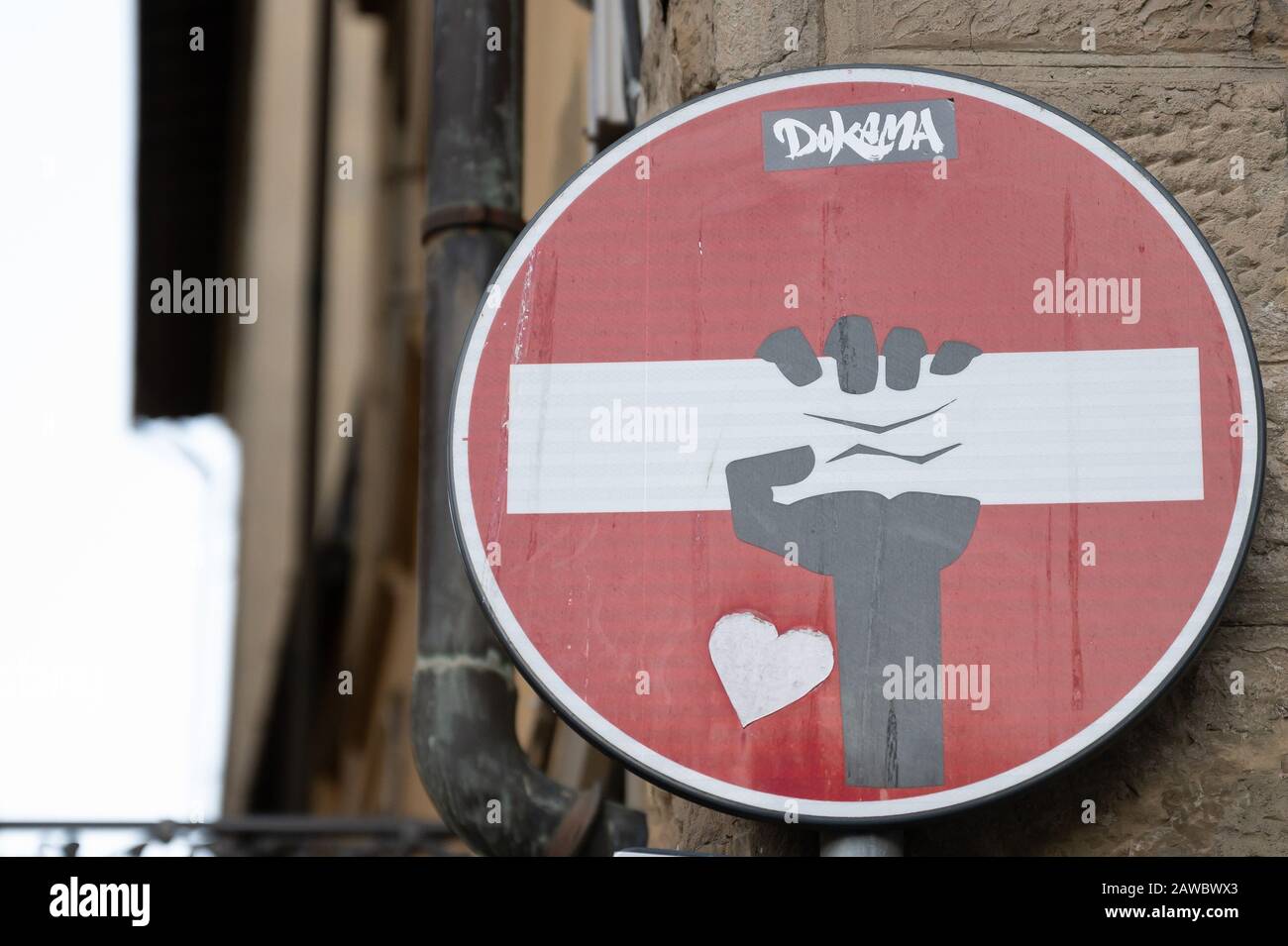 Street artwork by artist French artist Clet Abraham in Florence, Italy ...