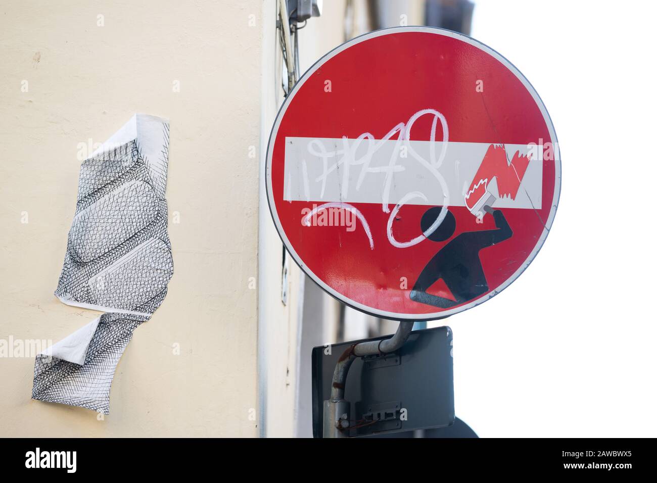 Street artwork by artist French artist Clet Abraham in Florence, Italy ...