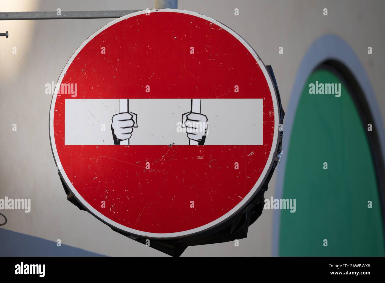 Street artwork by artist French artist Clet Abraham in Florence, Italy ...