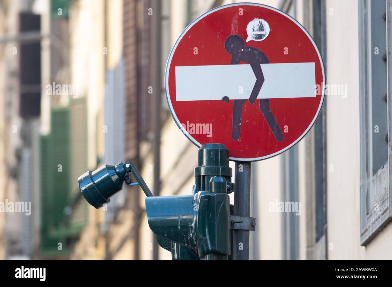 Street artwork by artist French artist Clet Abraham in Florence, Italy ...