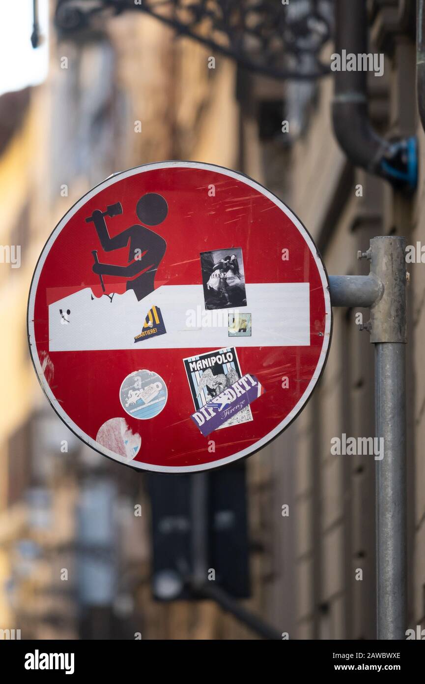 Street artwork by artist French artist Clet Abraham in Florence, Italy ...