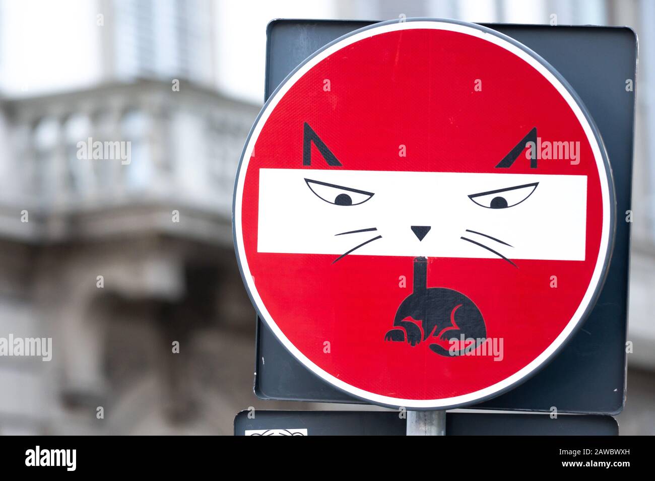 Street artwork by artist French artist Clet Abraham in Florence, Italy ...