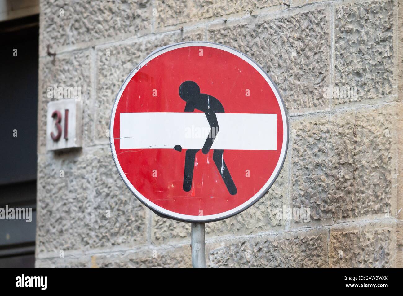 Street artwork by artist French artist Clet Abraham in Florence, Italy ...