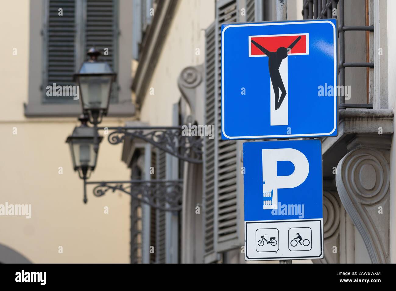 Street artwork by artist French artist Clet Abraham in Florence, Italy ...