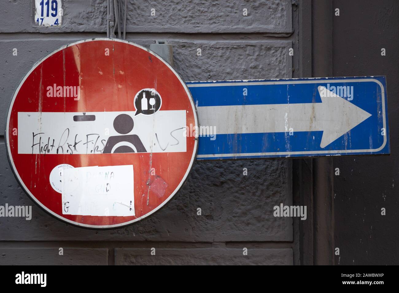 Street artwork by artist French artist Clet Abraham in Florence, Italy ...