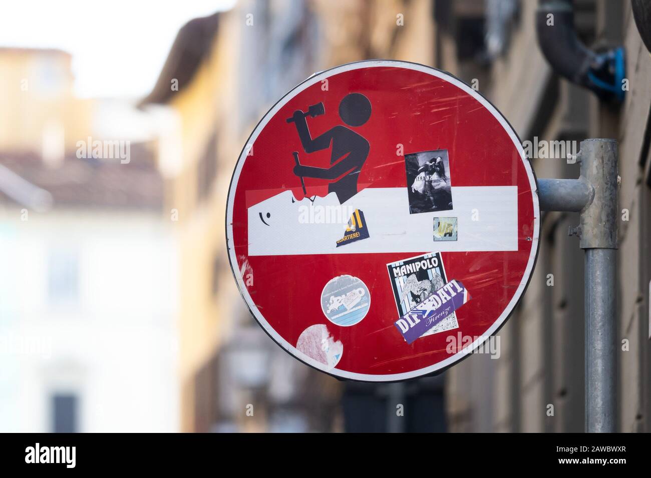 Street artwork by artist French artist Clet Abraham in Florence, Italy ...