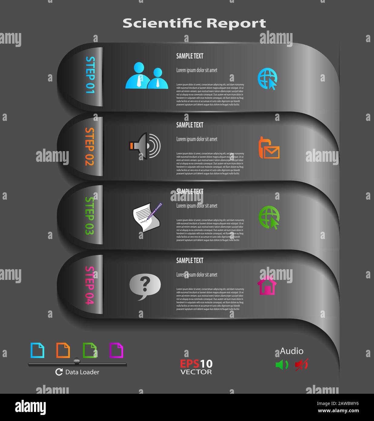 Stylized presentation template with empty text boxes and embellishment ...
