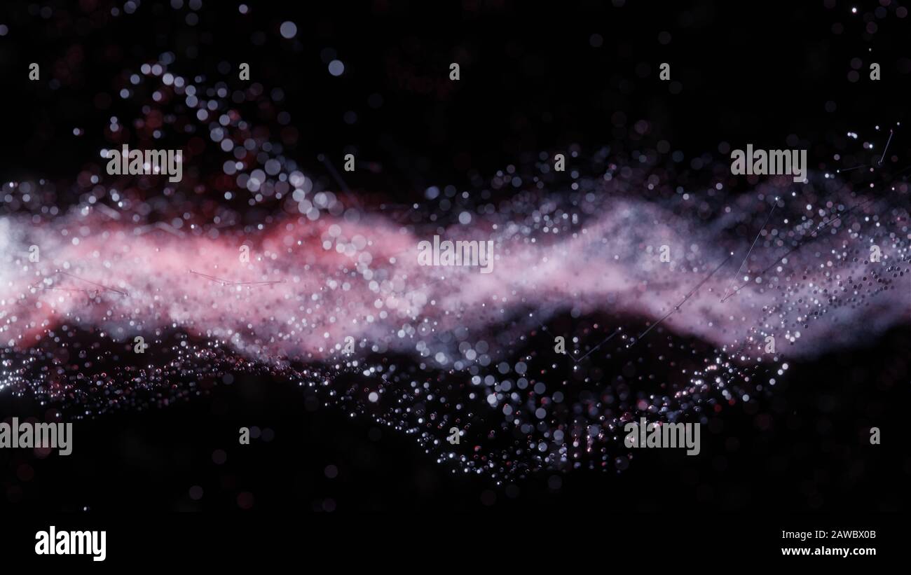 Plexus of abstract glow dots on a black background. Loop animations. 3D ...