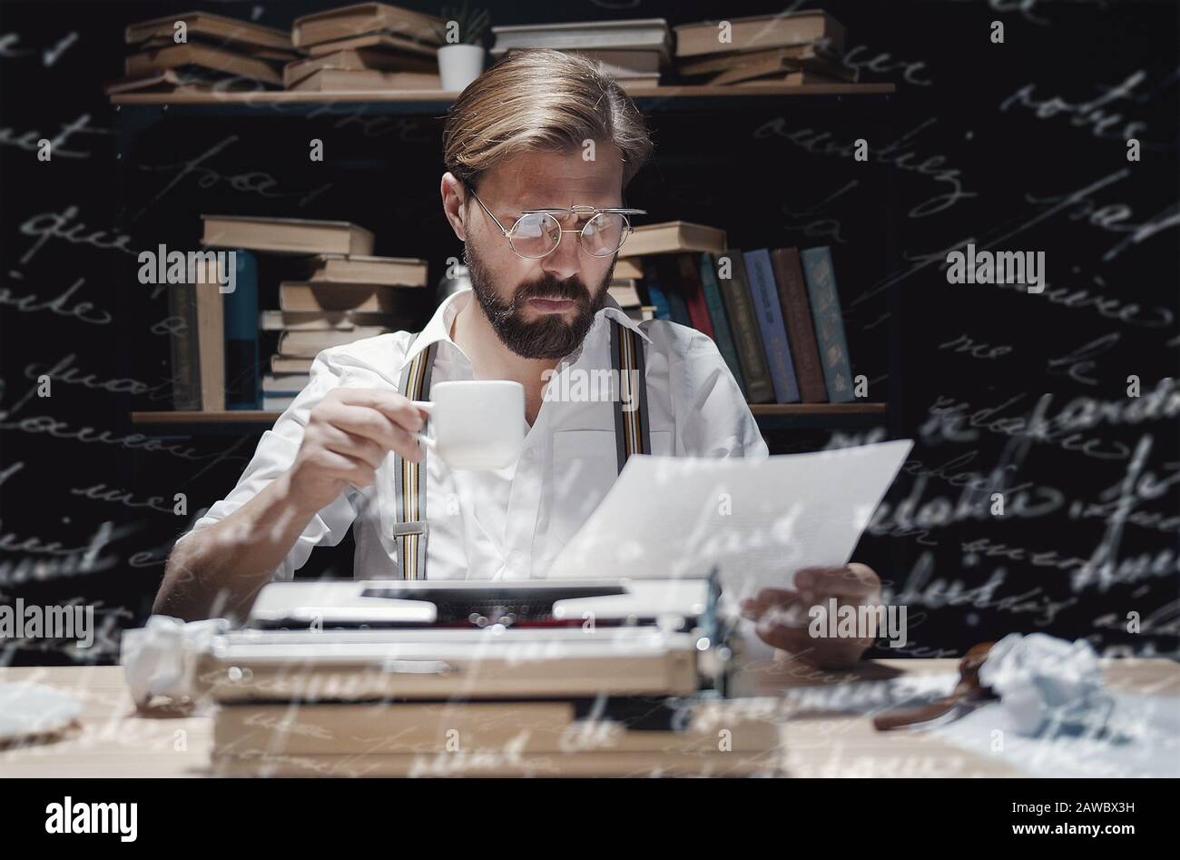 Writer checking his work Stock Photo - Alamy