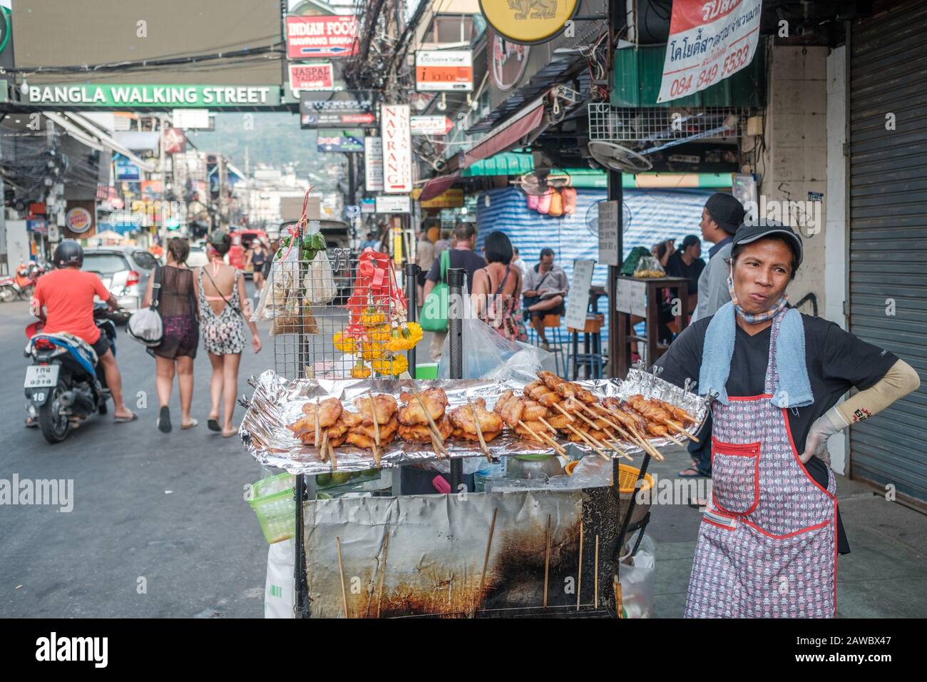 Bangla Road in Patong. This street becomes a bustling walking street at ...