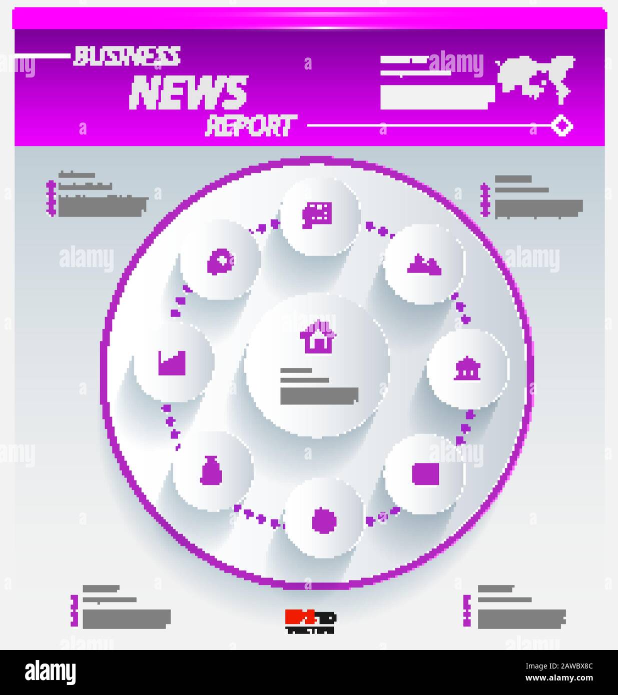 Stylized presentation template with empty text boxes and embellishment ...