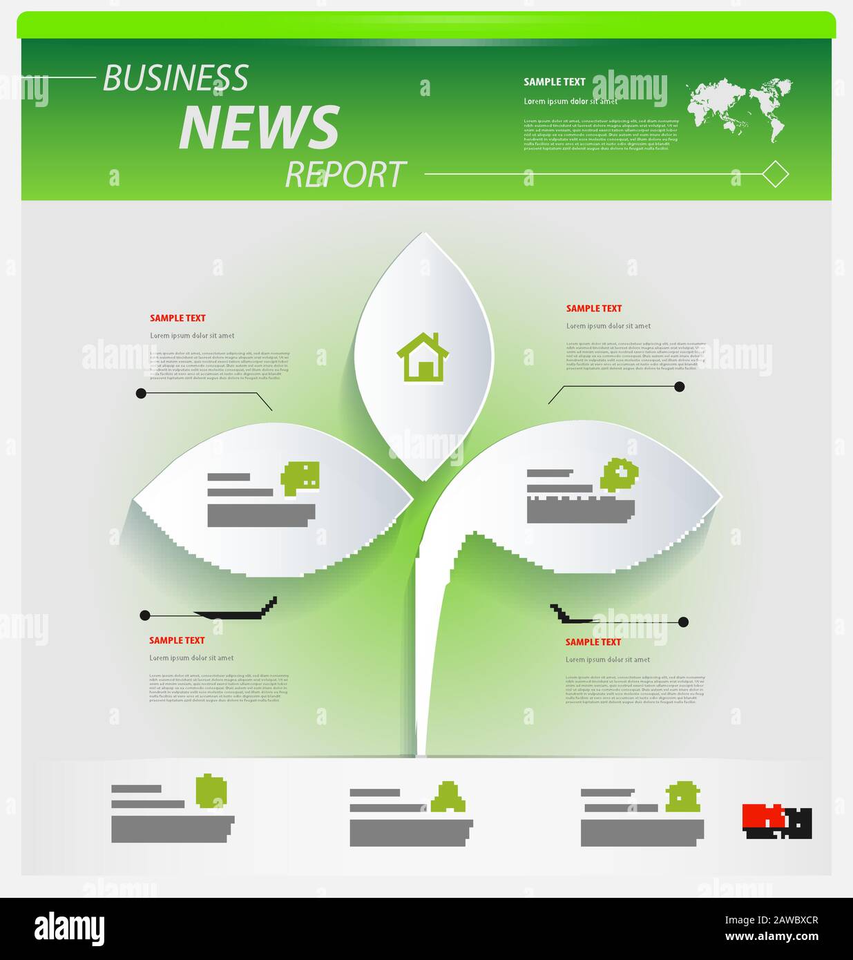 Stylized presentation template with empty text boxes and embellishment ...