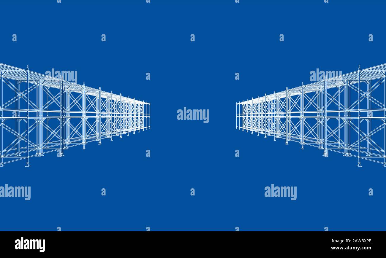 Drawing or sketch of a large shelves. Vector obtained from 3D rendering ...