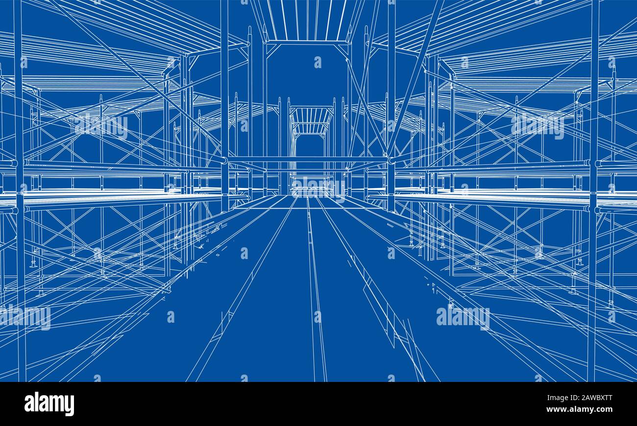Drawing or sketch of a large shelves. Vector obtained from 3D rendering ...