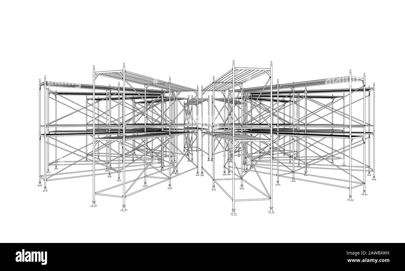 Drawing or sketch of a large shelves. Vector obtained from 3D rendering ...