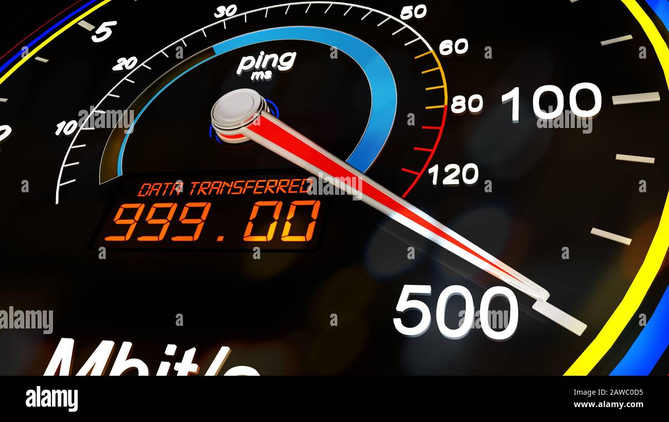 Internet Bandwidth Download Upload Speed Meter 3D Illustration Stock ...