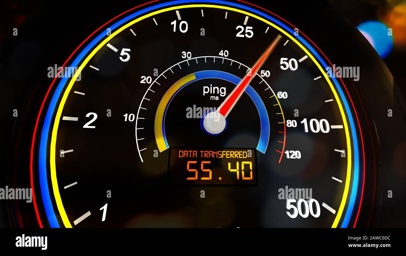 Internet Bandwidth Download Upload Speed Meter 3D Illustration Stock ...