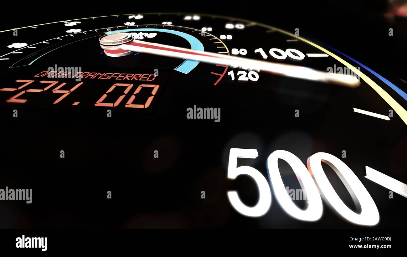 Internet Bandwidth Download Upload Speed Meter 3D Illustration Stock ...