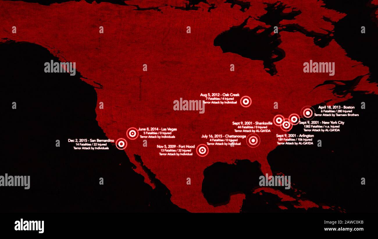 Map of Major Terrorist Attacks in the USA between 2000-2016 ...