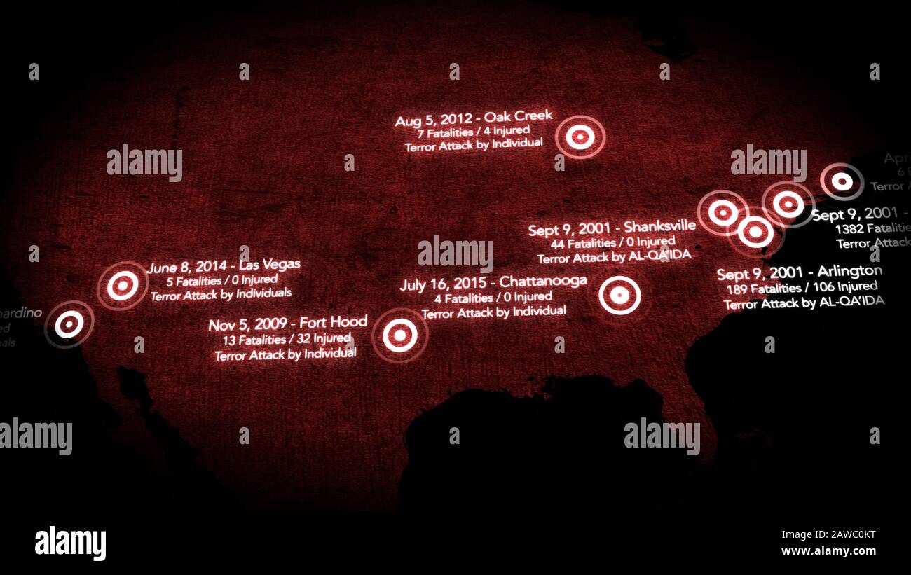 Map of Major Terrorist Attacks in the USA between 2000-2016 ...