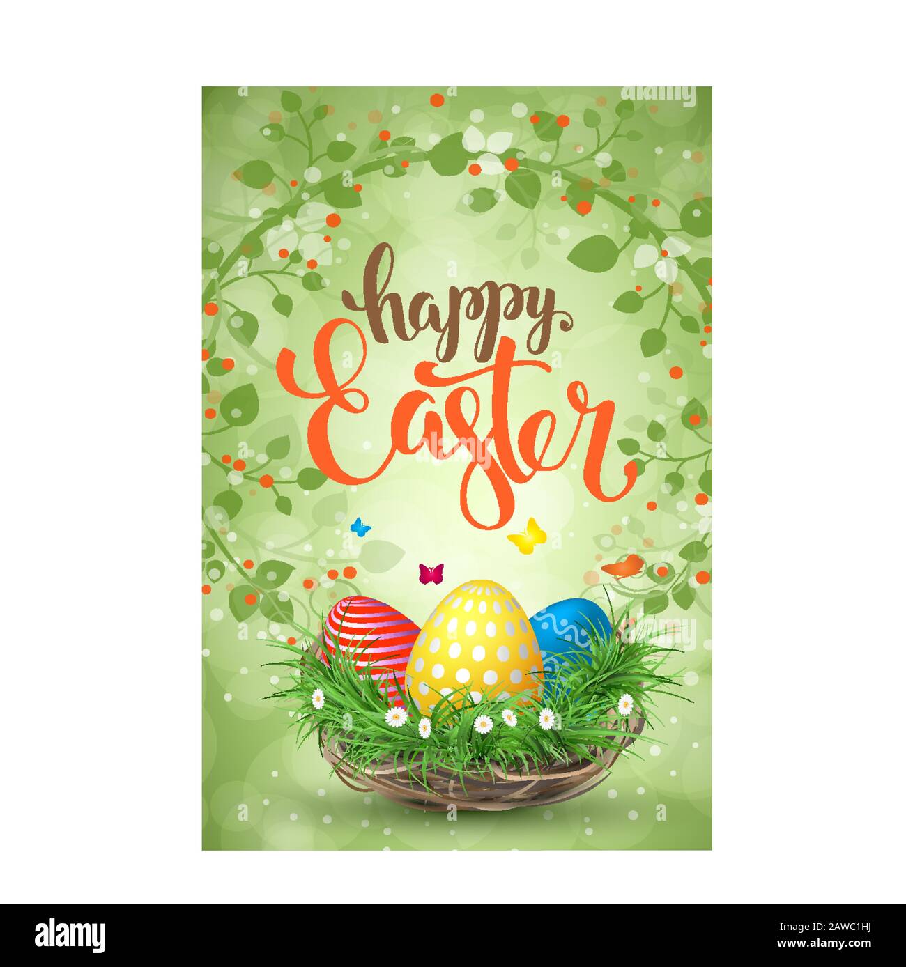Happy Easter background with realistic Easter eggs. Easter card ...