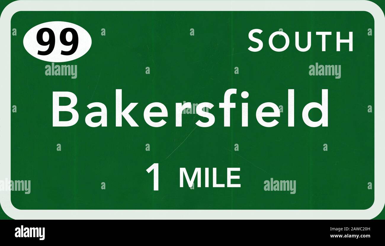 Bakersfield USA Interstate Highway Sign Photorealistic Illustration ...