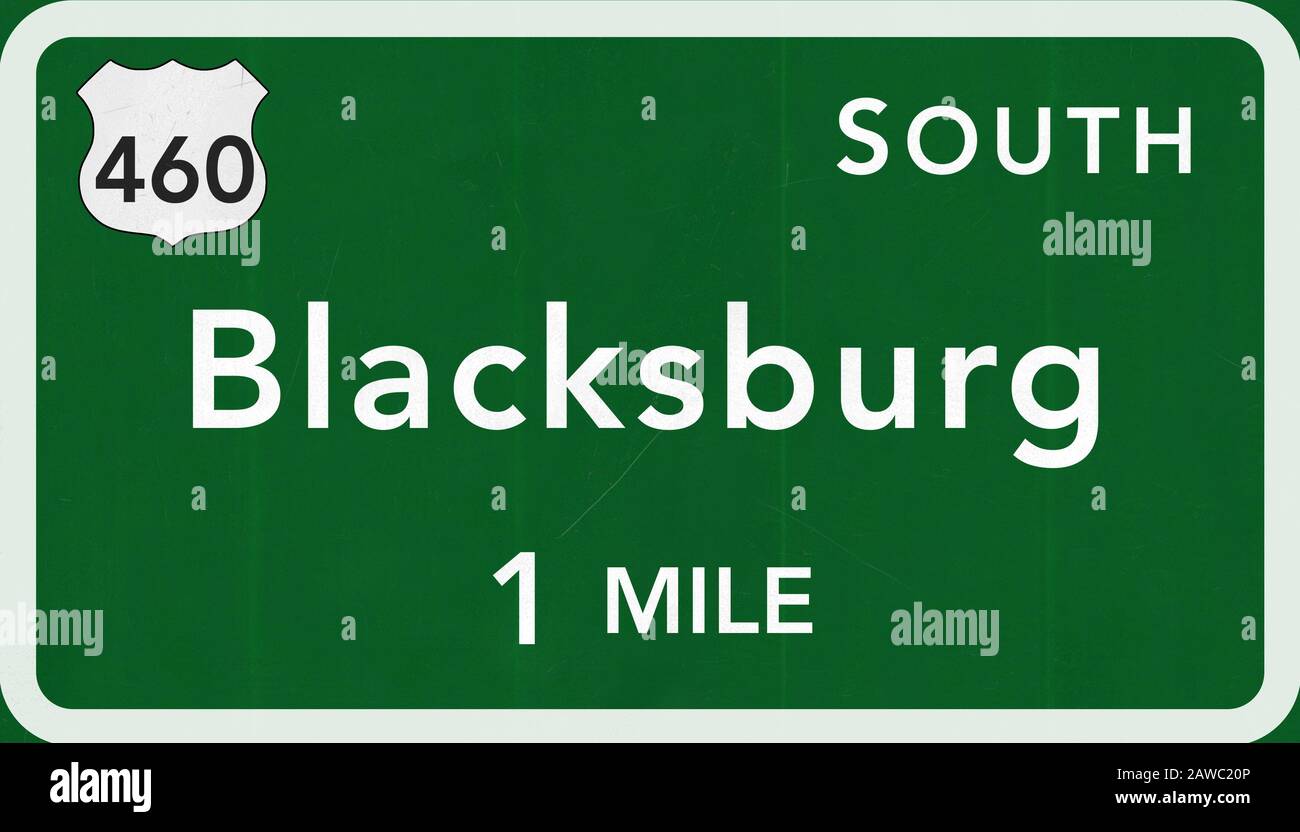 Blacksburg USA Interstate Highway Sign Photorealistic Illustration ...