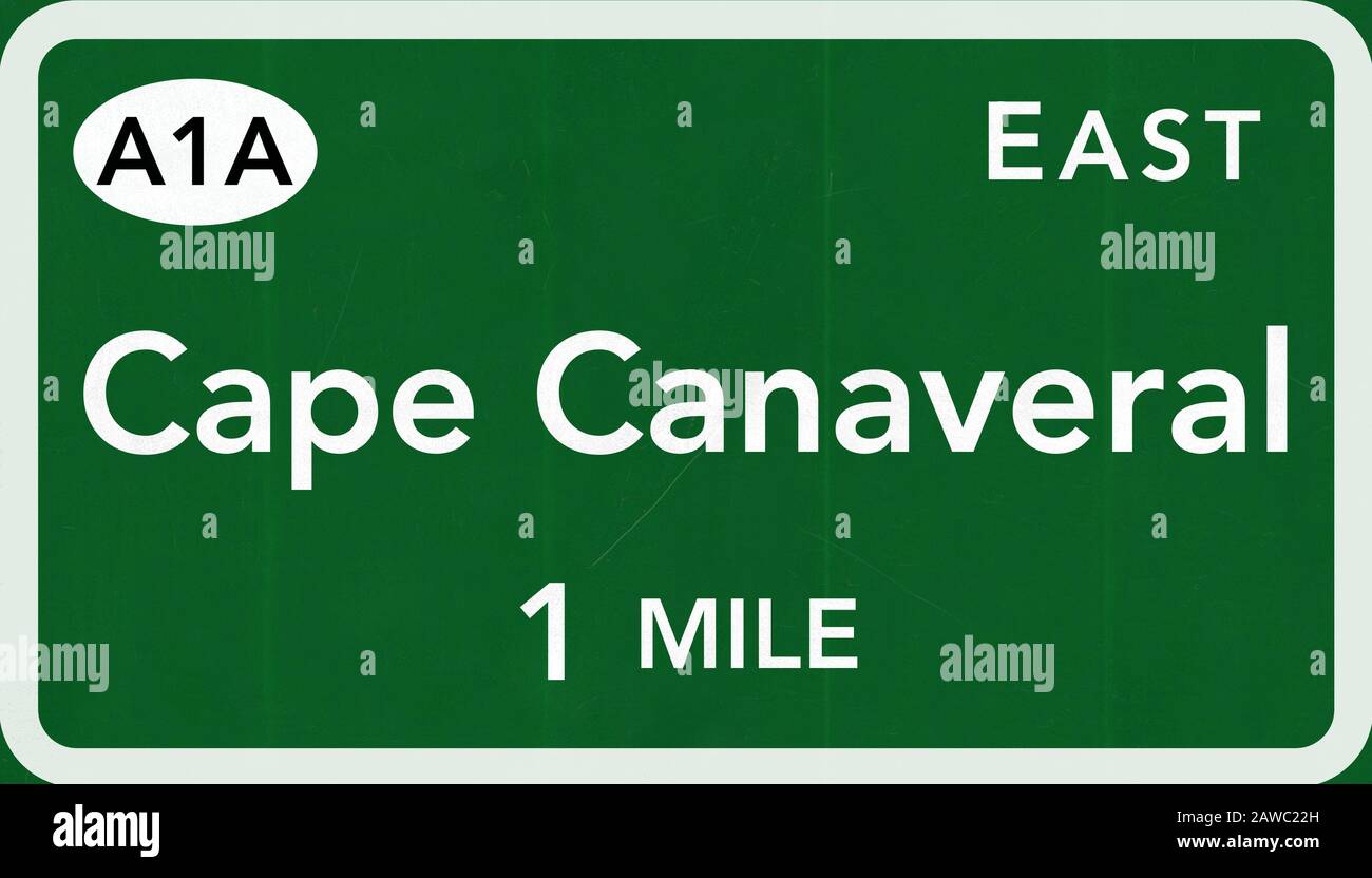 Cape Canaveral USA Interstate Highway Sign Photorealistic Illustration ...