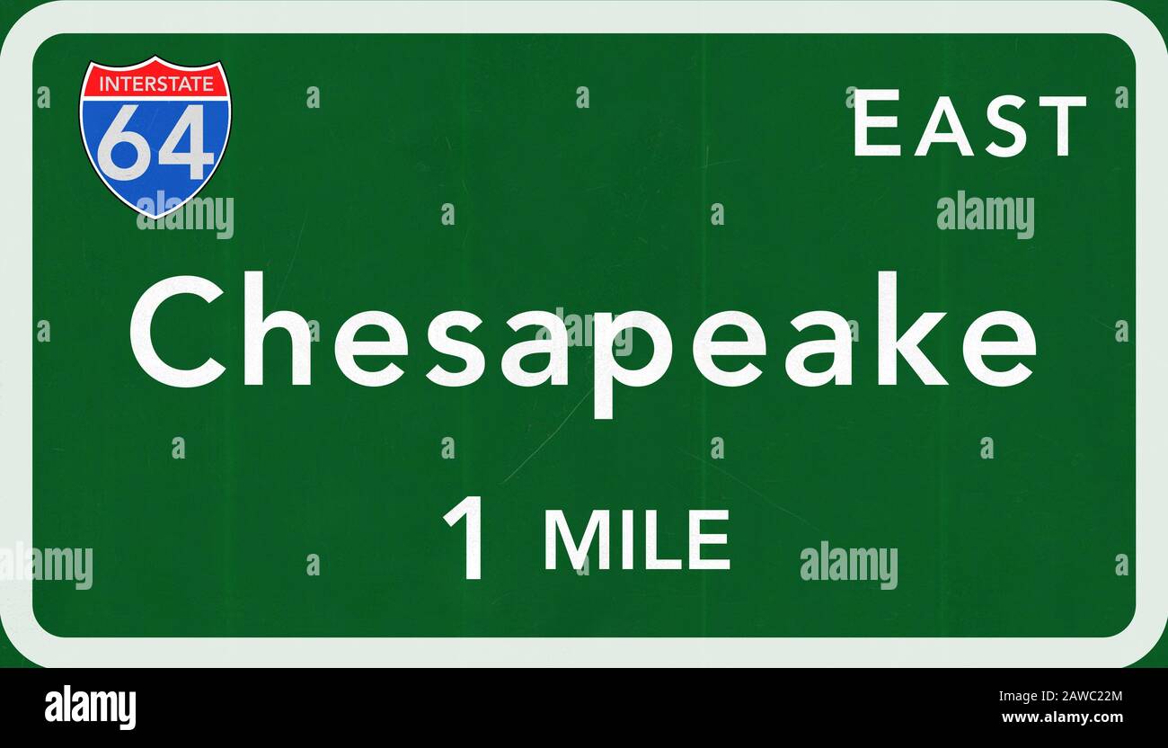 Chesapeake USA Interstate Highway Sign Photorealistic Illustration ...