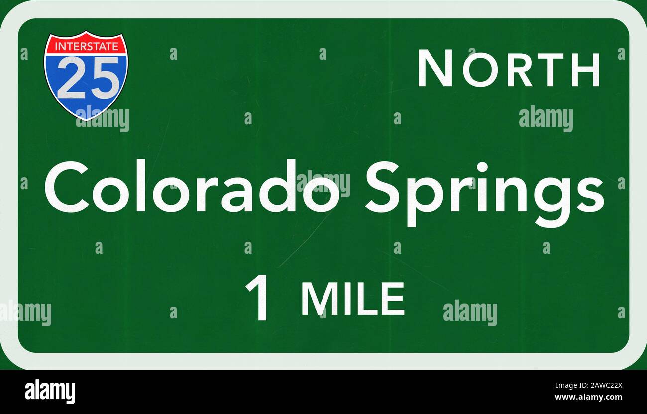 Colorado Springs USA Interstate Highway Sign Photorealistic ...