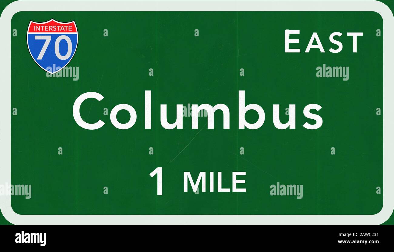Columbus USA Interstate Highway Sign Photorealistic Illustration Stock ...