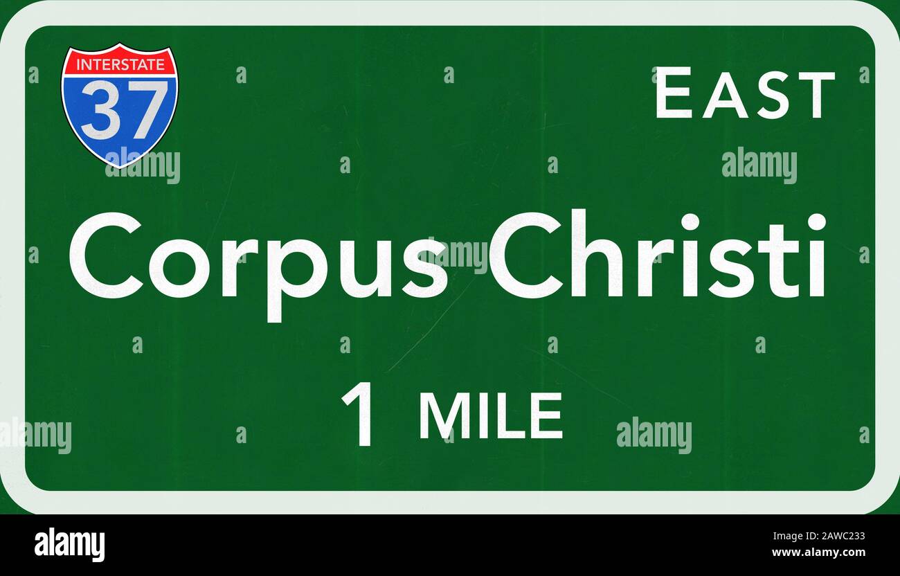 Corpus Christi USA Interstate Highway Sign Photorealistic Illustration ...