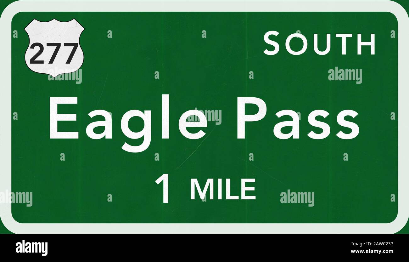 Eagle Pass USA Interstate Highway Sign Photorealistic Illustration ...