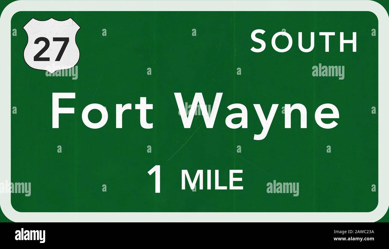 Fort Wayne USA Interstate Highway Sign Photorealistic Illustration ...