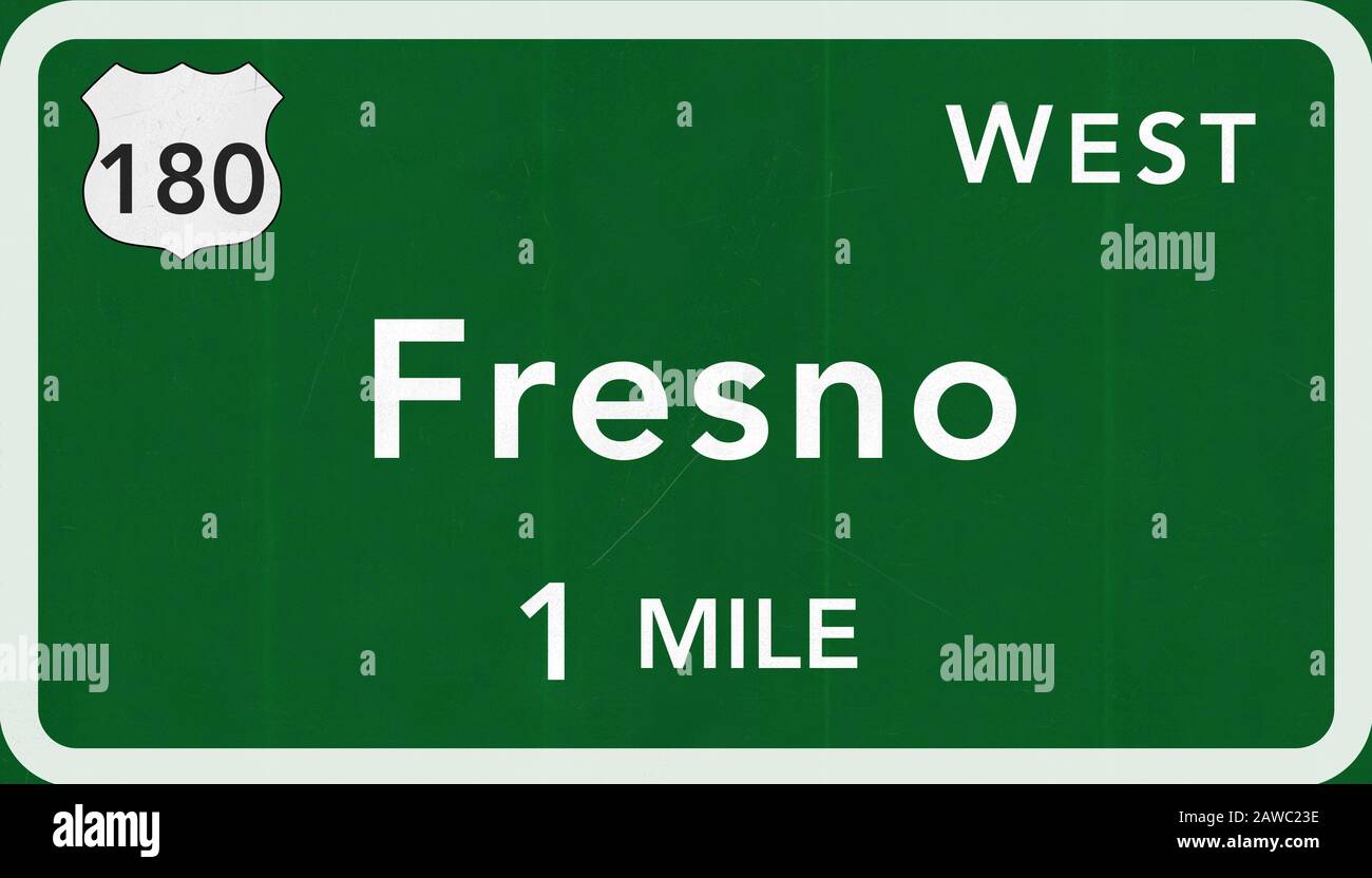 Fresno USA Interstate Highway Sign Photorealistic Illustration Stock ...