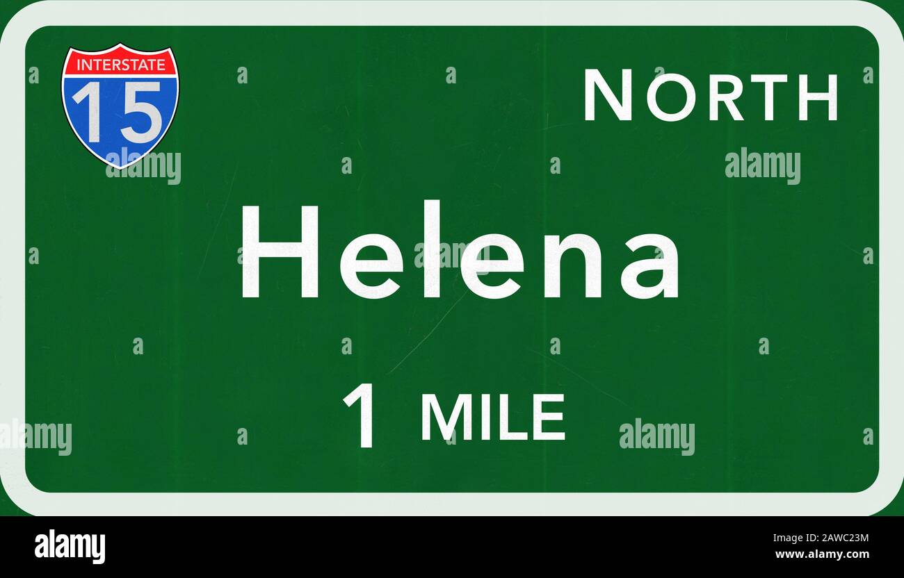 Helena USA Interstate Highway Sign Photorealistic Illustration Stock ...