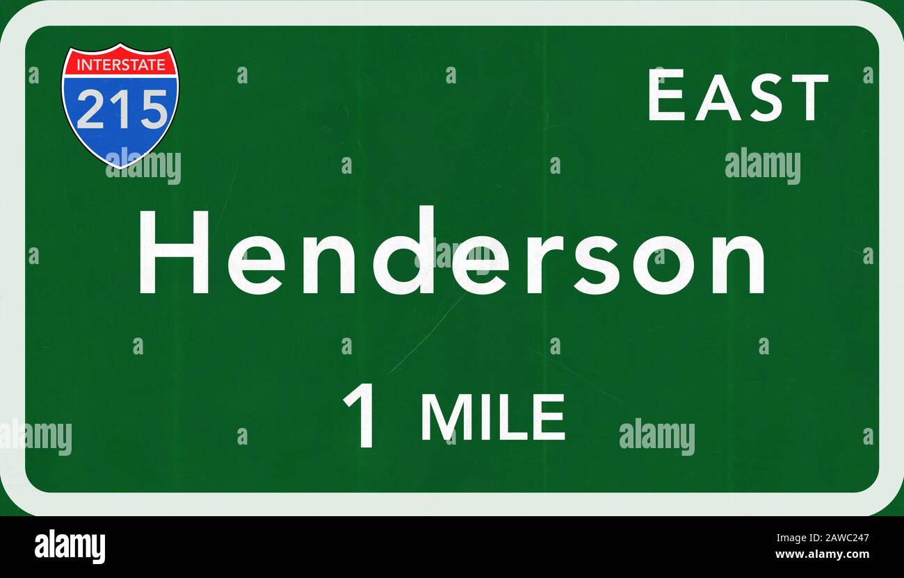 Henderson USA Interstate Highway Sign Photorealistic Illustration Stock ...
