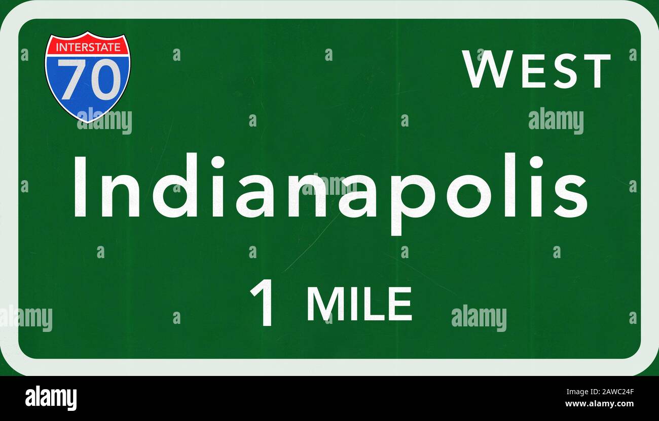 Indianapolis USA Interstate Highway Sign Photorealistic Illustration ...