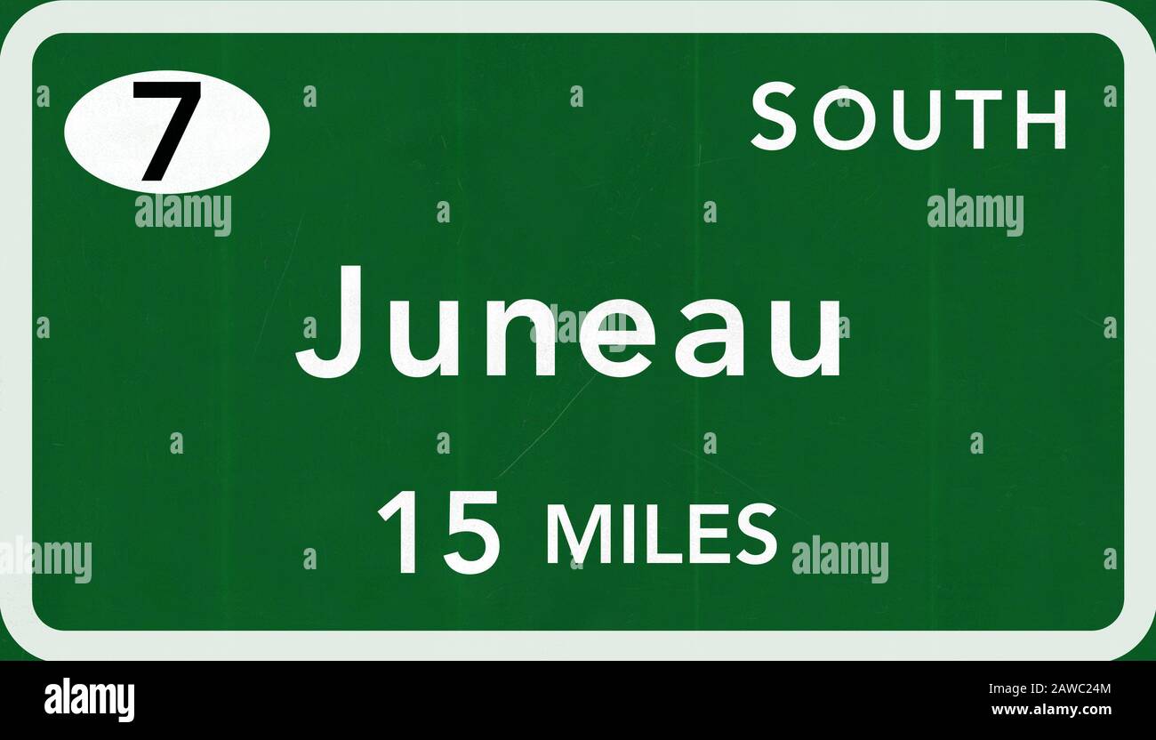 Juneau USA Interstate Highway Sign Photorealistic Illustration Stock ...