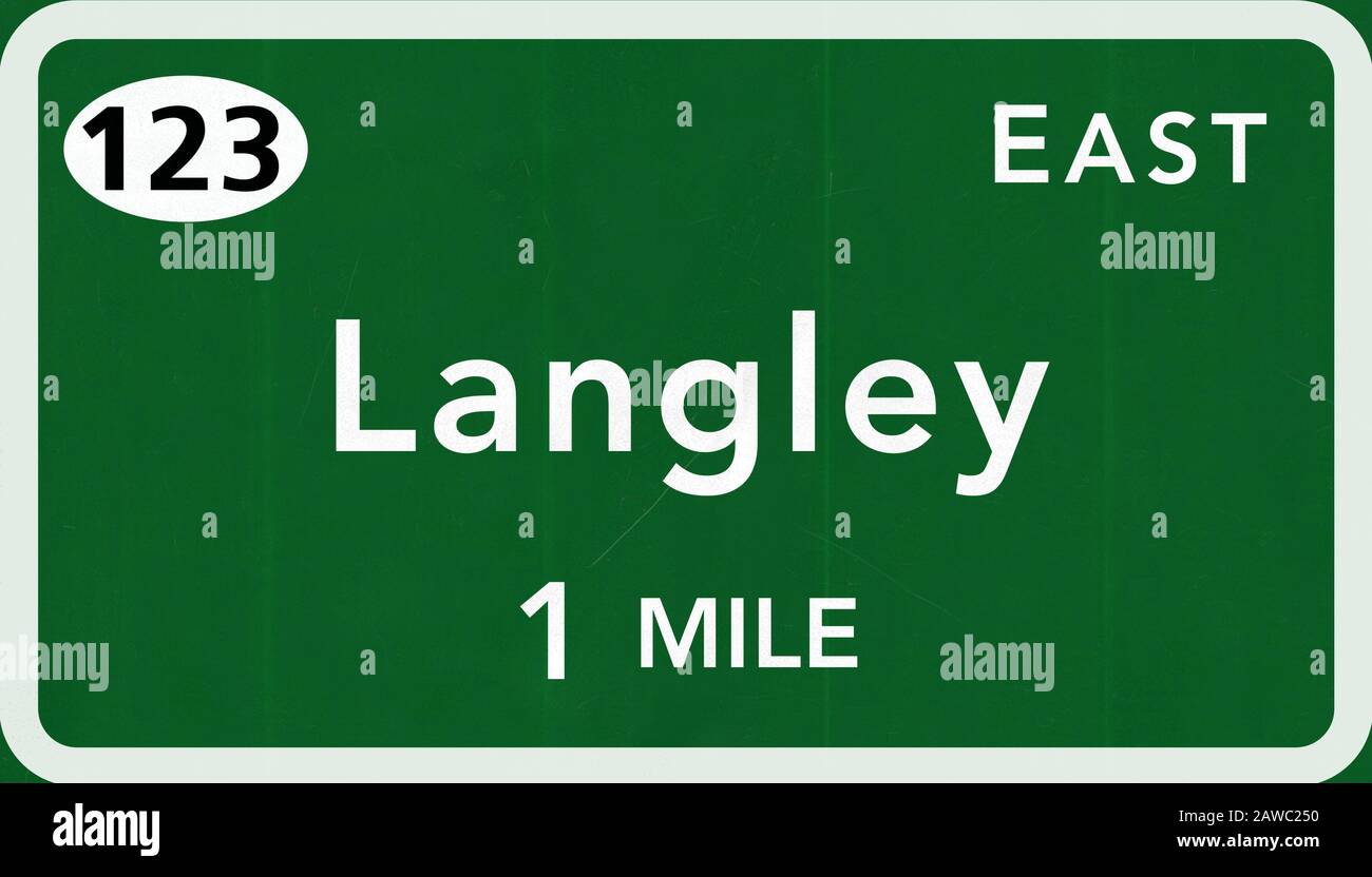 Langley USA Interstate Highway Sign Photorealistic Illustration Stock ...