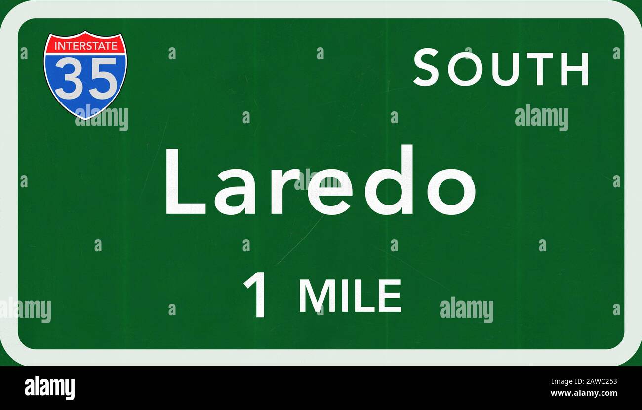 Laredo USA Interstate Highway Sign Photorealistic Illustration Stock ...